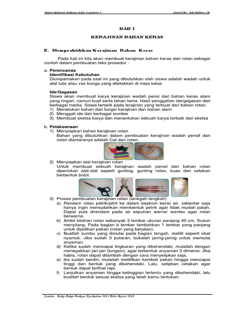 E. Mempraktikkan Kerajinan Bahan Keras | PDF