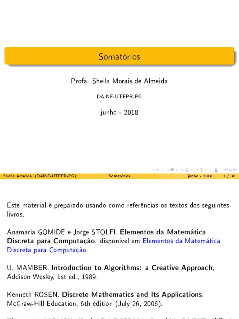 Aula05 Somatorios | PDF | Somatório | Notação