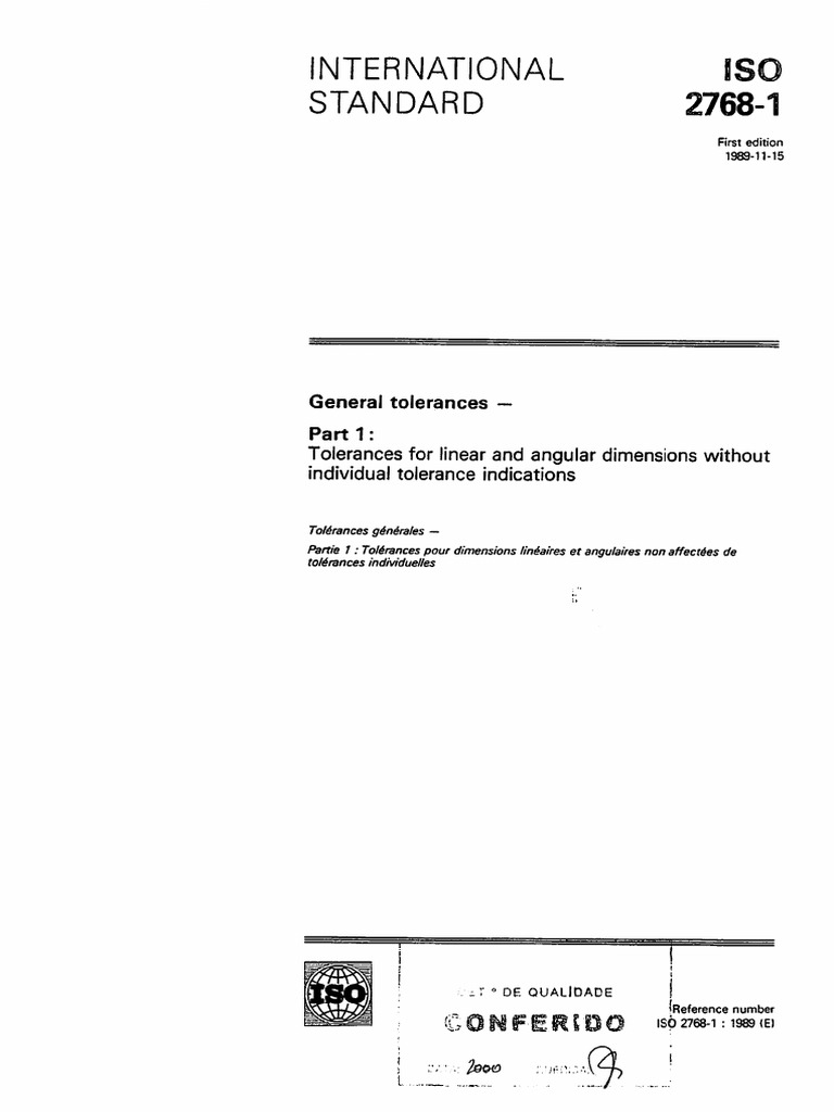 Iso 2768 1 1989 | PDF