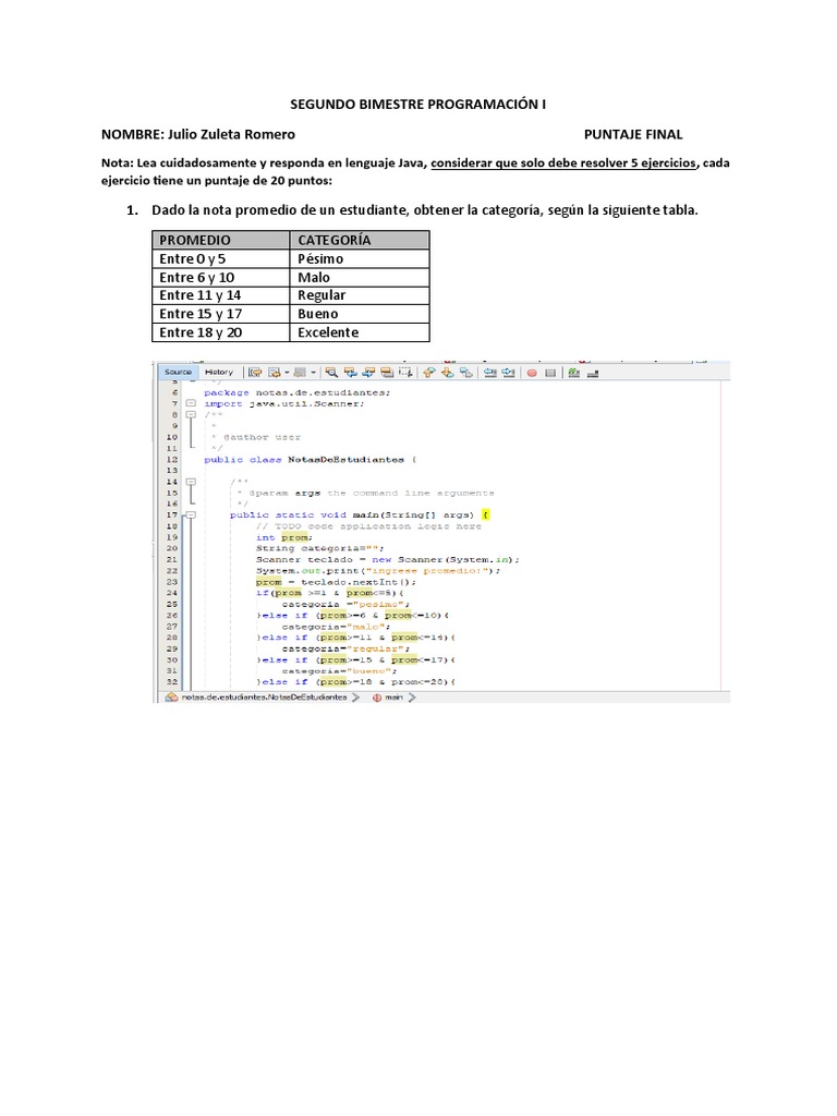 Segundo Bimestre Programación I | PDF | Java (lenguaje de programación) | Presupuesto