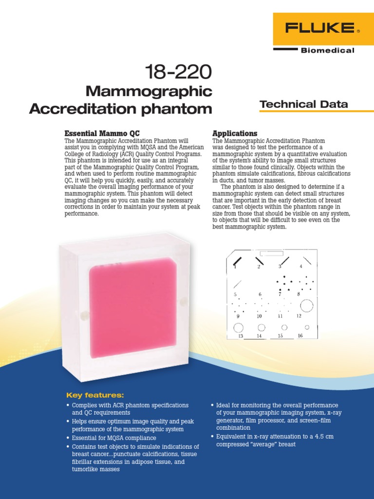 Mammographic Accreditation Phantom: Technical Data | PDF | Mammography ...