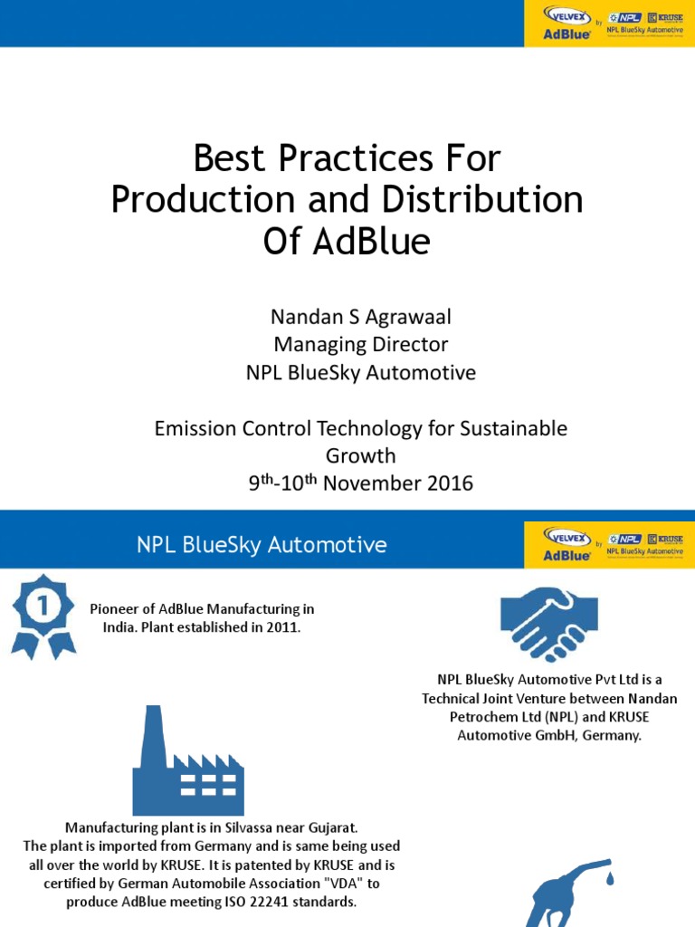 Best Practices for Production and Distribution of AdBlue: Focusing on ...