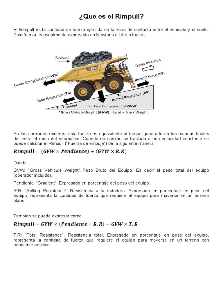 Qué es el Rimpull y cómo calcular la fuerza de empuje en camiones ...