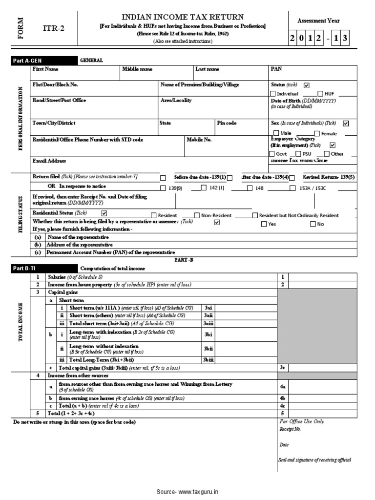 ITR-2 Form Guide for Capital Gains | PDF | Capital Gain | Tax Deduction