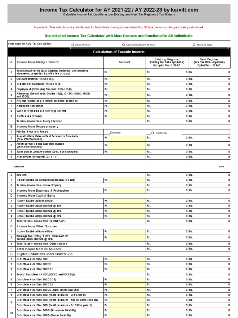 Use Detailed Income Tax Calculator With More Features and Functions For ...