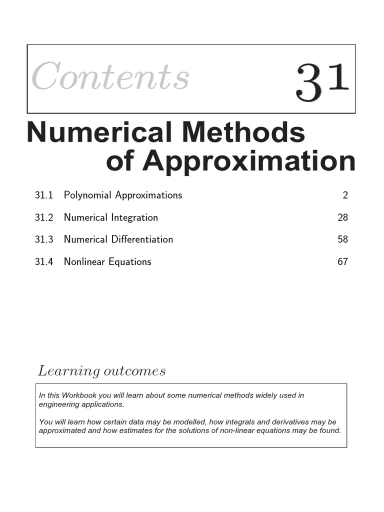 Of Approximation Numerical Methods: Learning Outcomes | PDF | Interpolation | Spline (Mathematics)