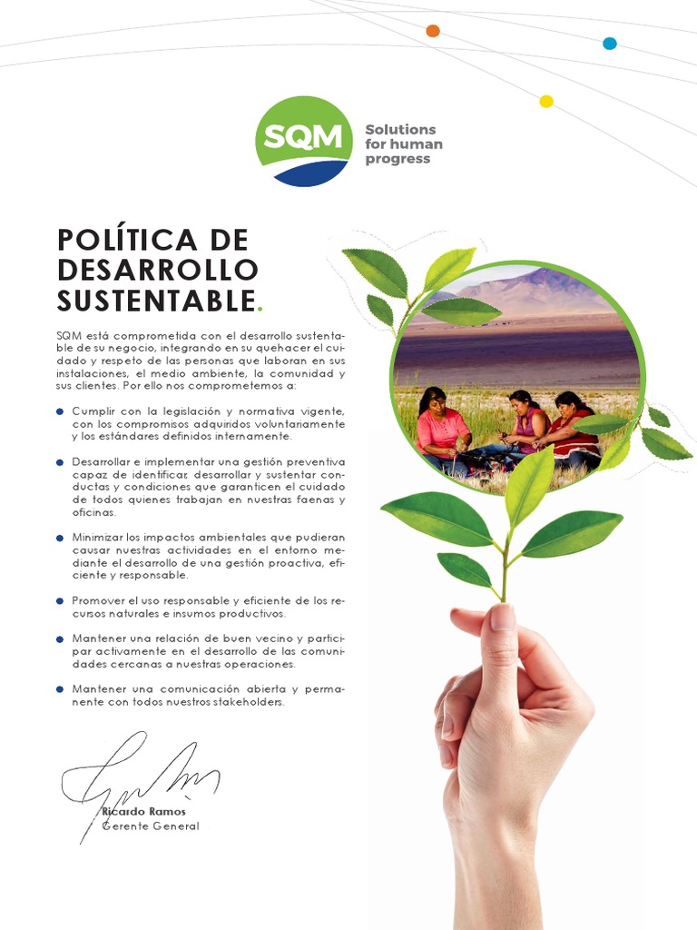 Politica Desarrollo Sustentable SQM | PDF | Negocios