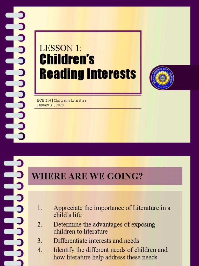 Children's Reading Interests: Lesson 1 | PDF | Children's Literature ...