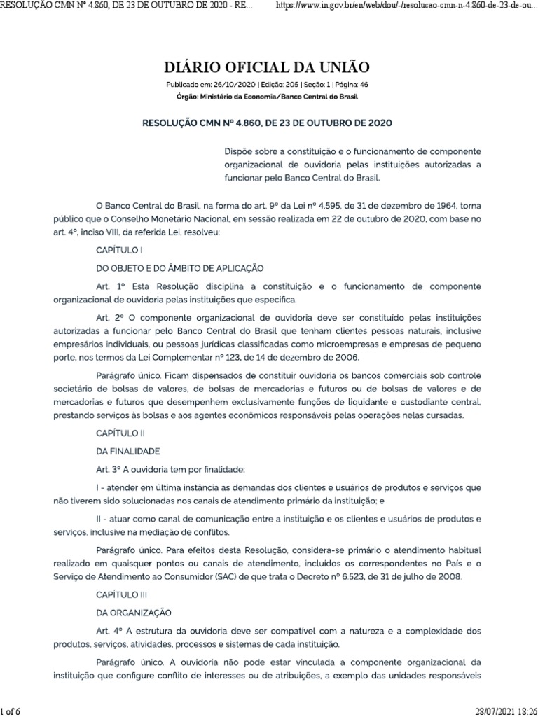 Resolucao CMN 4860 | PDF