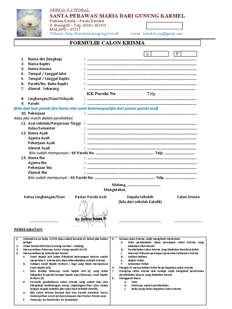 Form Calon Krisma | PDF