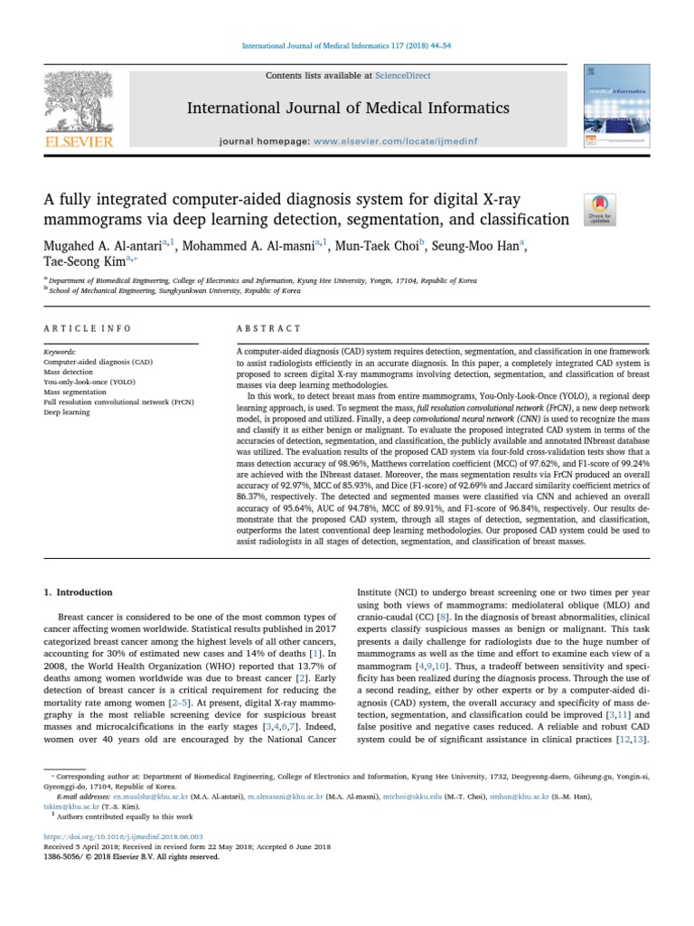 A Fully Integrated Computer-Aided Diagnosis System For Digital X-Raymammograms Via Deep Learning ...