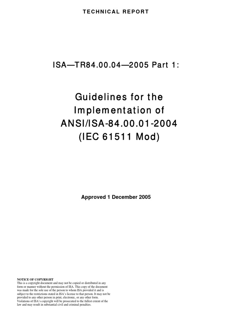 ISA-TR84.00.04-2005 Part 1 | PDF | Verification And Validation | Safety