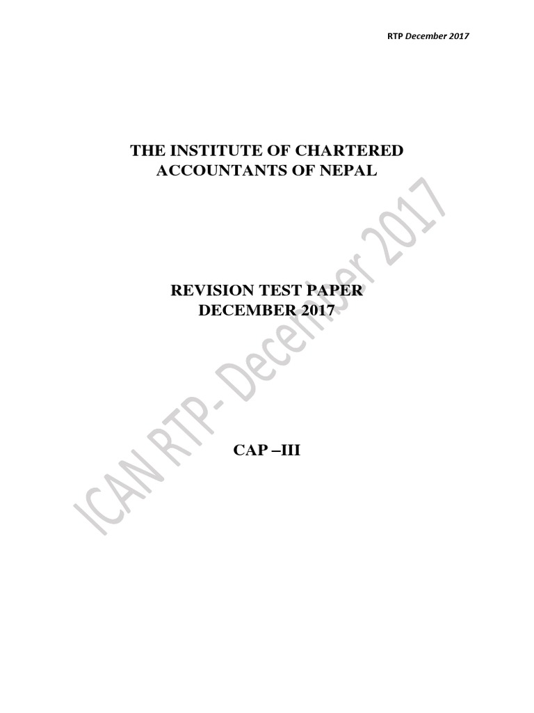 Revision Test Paper CAP III Dec 2017 | PDF | Sarbanes–Oxley Act ...
