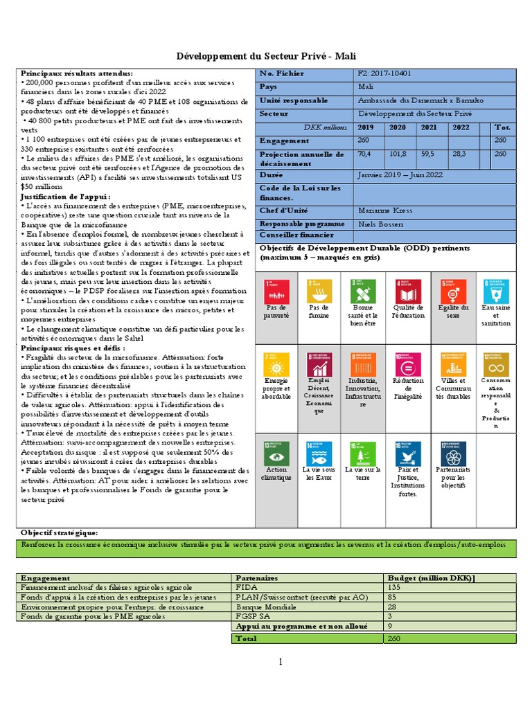 PDSP Mali Version Francaise | PDF | Chaîne de valeur | Petite ou ...