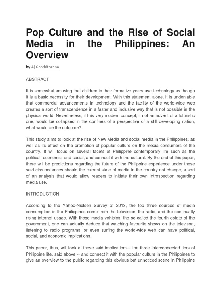 Social Media's Impact on Philippine Pop Culture | PDF | News | Popular ...