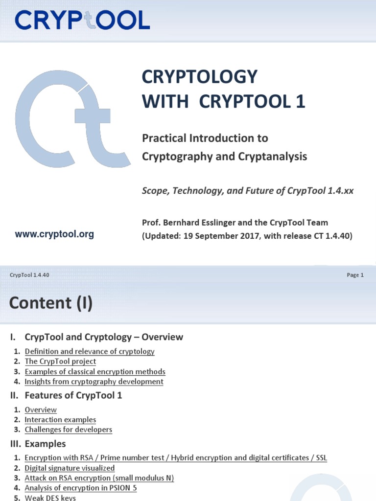 CrypTool1 Presentation en | PDF | Cryptography | Public Key Cryptography