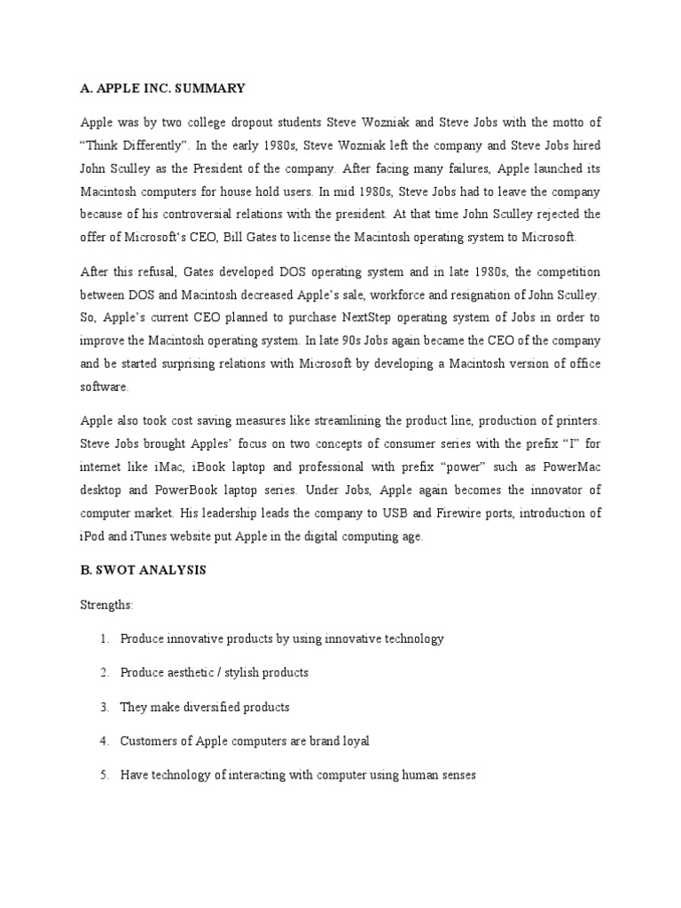 A. Apple Inc. Summary | PDF | Apple Inc. | Macintosh