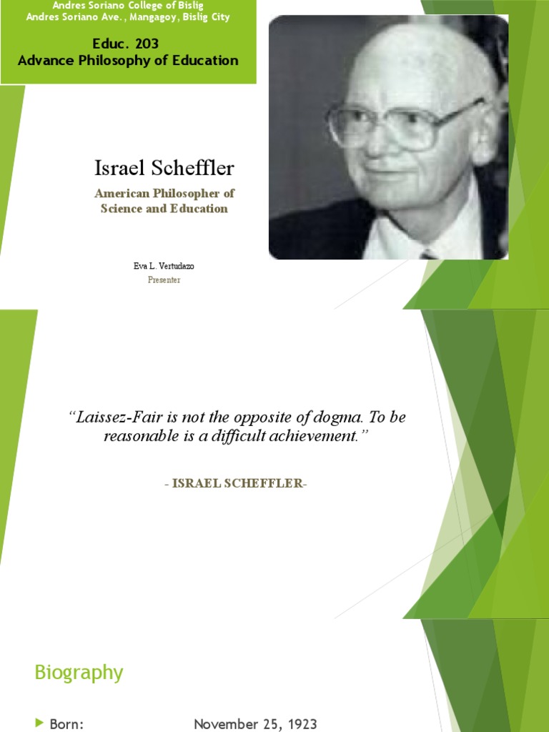 Israel Scheffler: Educ. 203 Advance Philosophy of Education | PDF ...