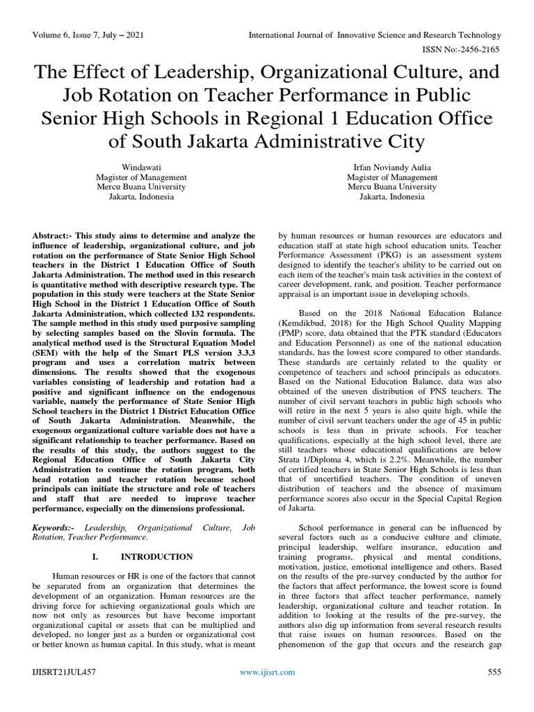 The Effect of Leadership, Organizational Culture, and Job Rotation On ...