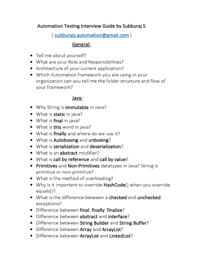 Complete Guide For Selenium Interview | PDF | Method (Computer ...