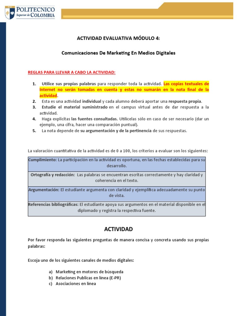 Actividad Modulo 4 - 2020 | PDF | Marketing | Internet