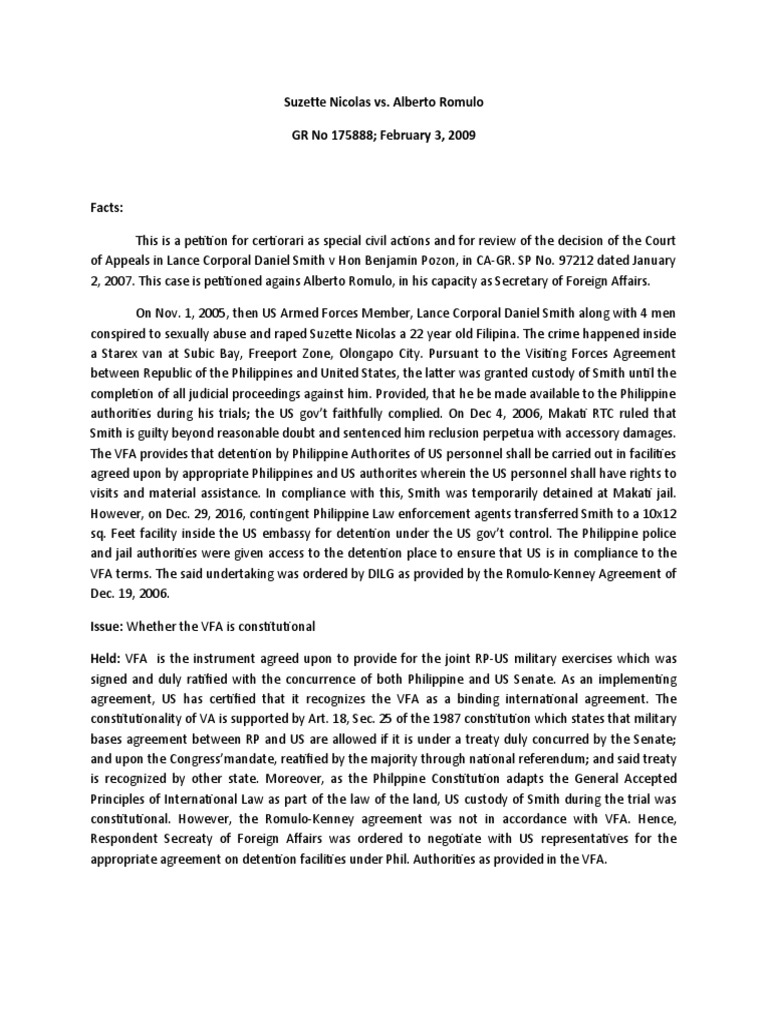 Suzette Nicolas Vs Alberto Romulo GR No 175888 | PDF | Ratification | Constitutional Law