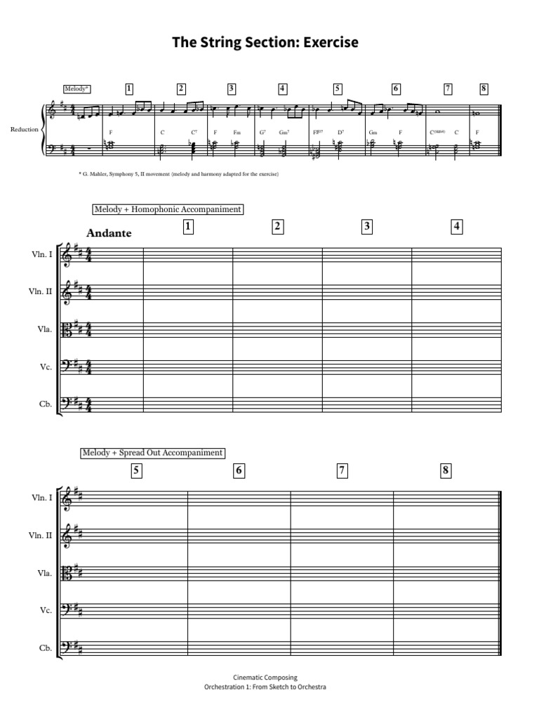 The String Section: Exercise: Andante 1 2 3 4 | PDF | Symphony ...