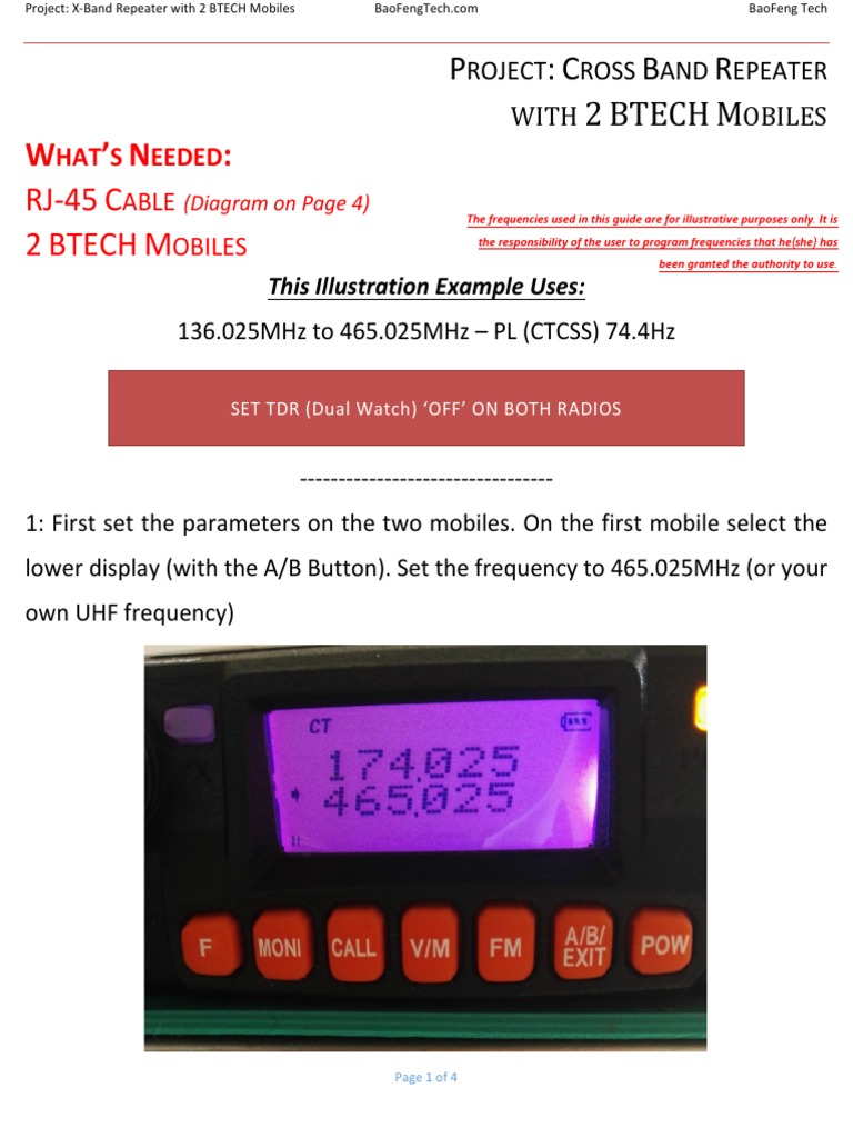 Instructions for Configuring a Cross-Band Repeater Using Two BaoFeng ...