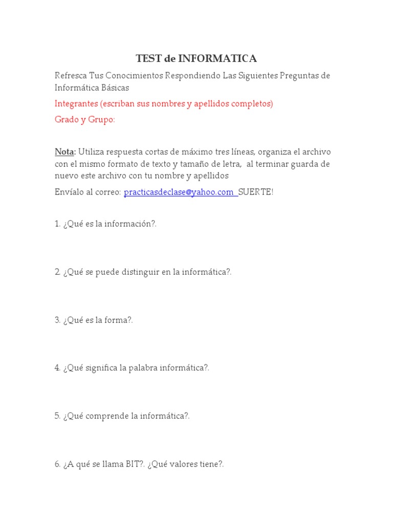 Test de Informatica | PDF