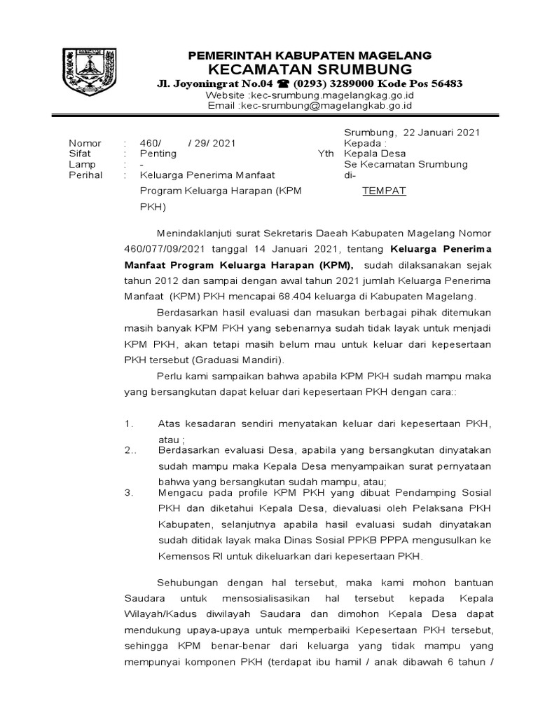 Surat PKH 2021 | PDF