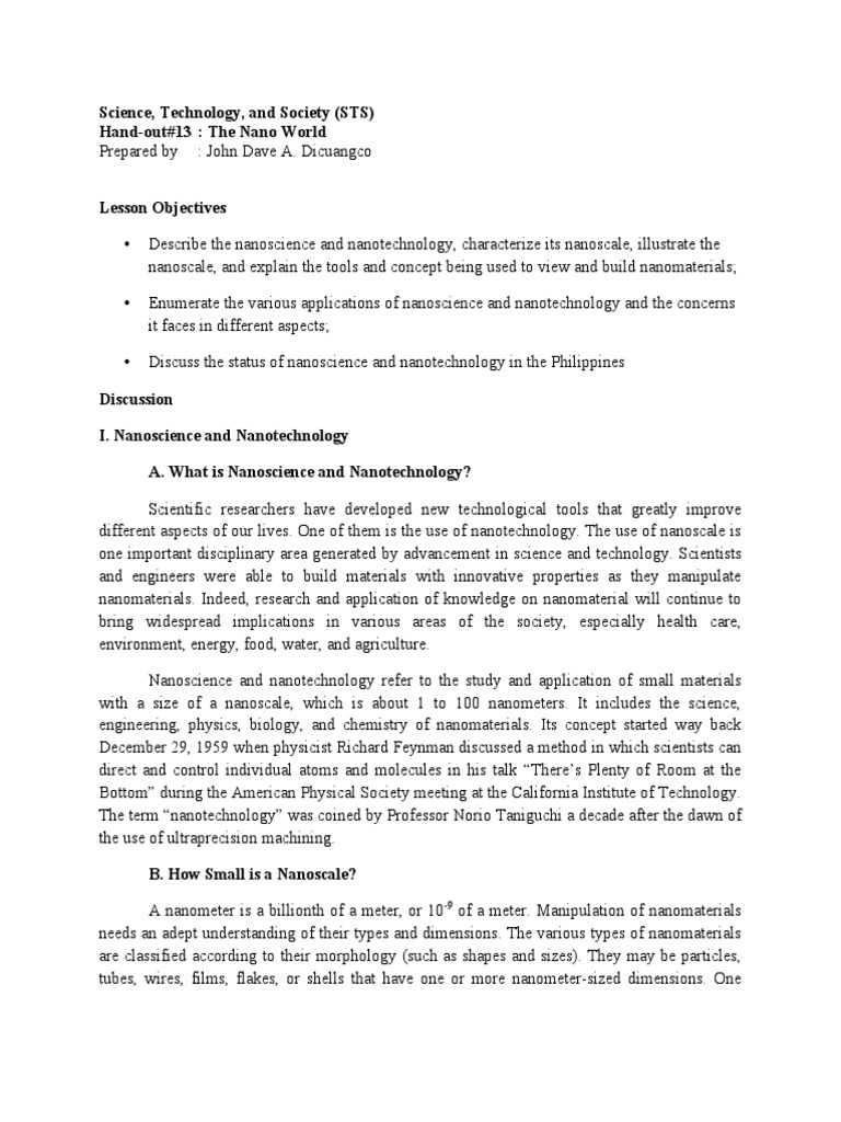 HO13-The Nano World | PDF | Nanotechnology | Microscope