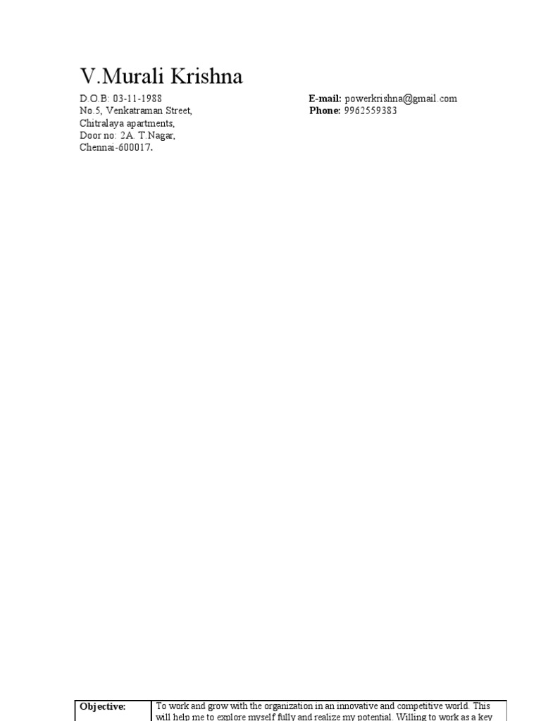 Murali Resume | Download Free PDF | Business | Market (Economics)