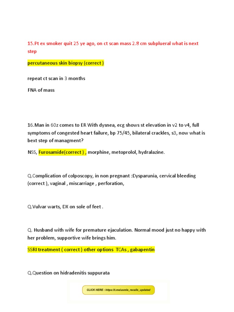 File 04 NEW USMLE Updated Recall Collection Step 2ck Export | PDF ...