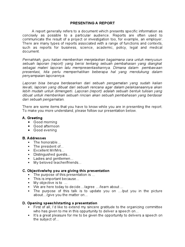 Materi Report Presentation Pdf Communication Cognition