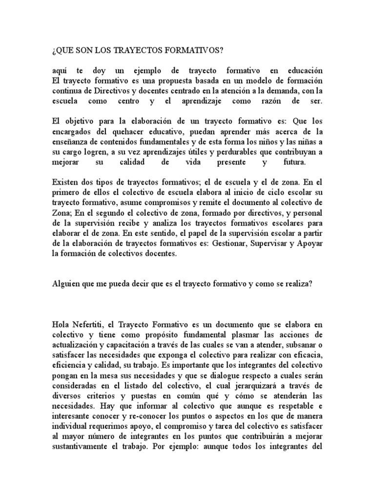 Que Son Los Trayectos Formativos | PDF | Educación de la primera infancia | Cognición