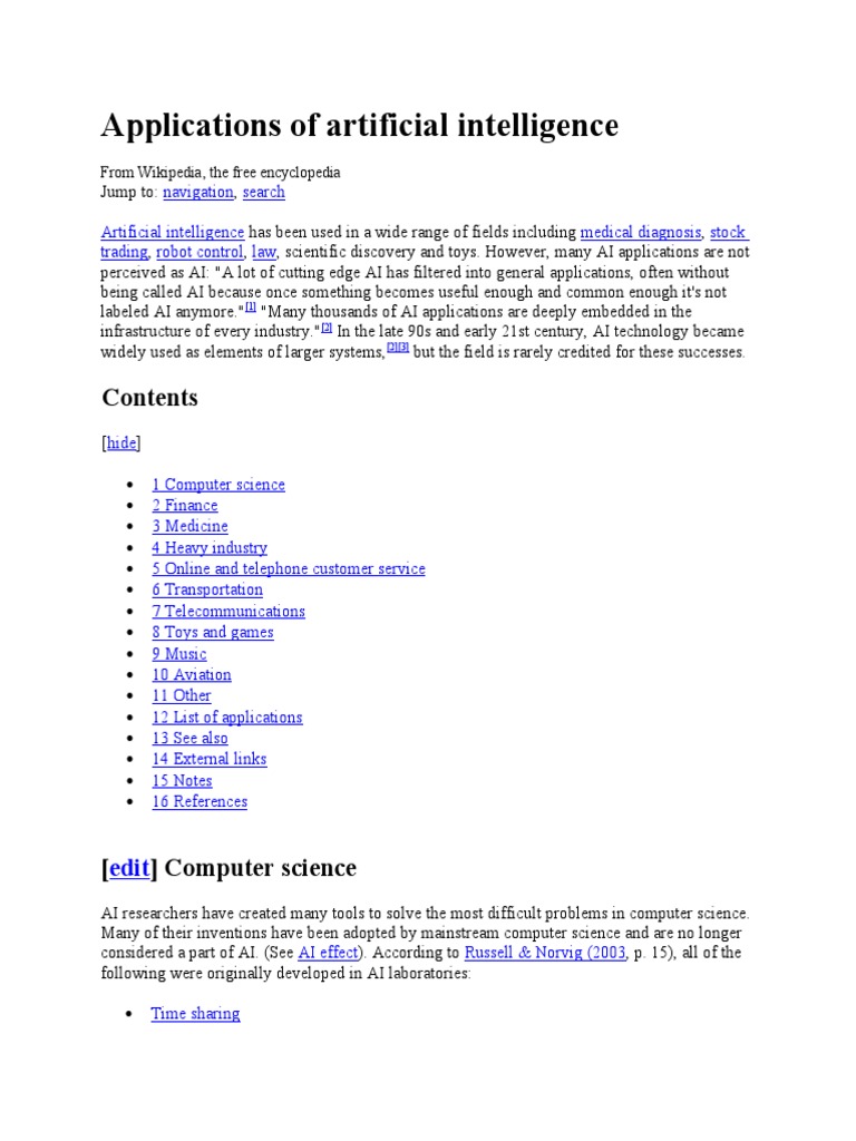 Key Applications of Artificial Intelligence | PDF | Cognitive Science ...