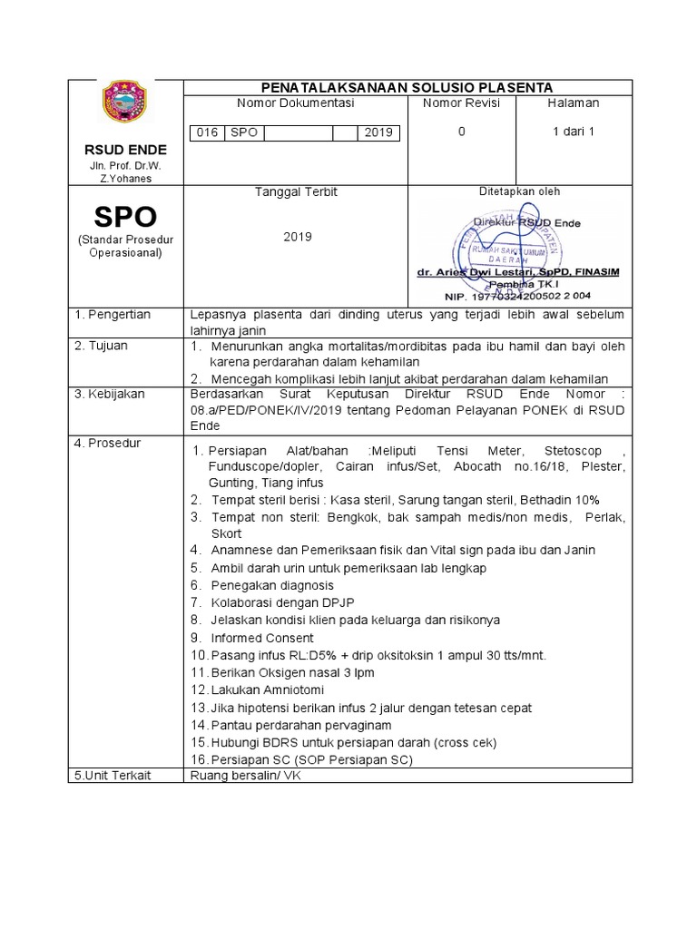 Spo 16-Penatalaksanaan Solusio Plasenta | PDF
