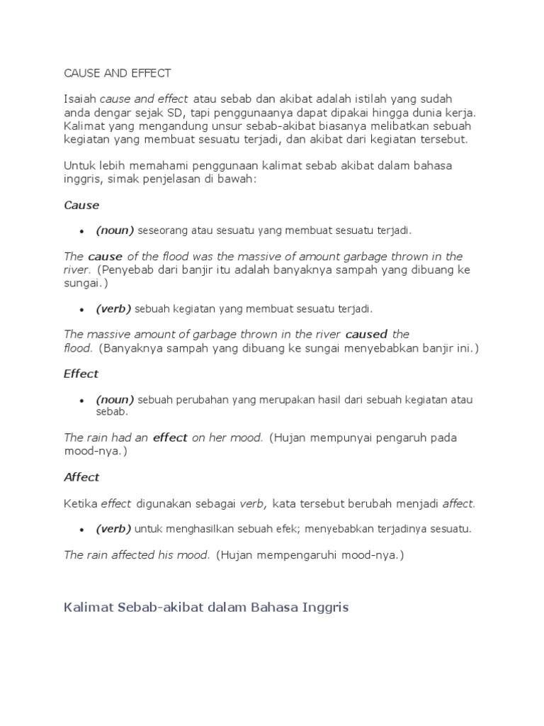 XII Cause and Effect Materi | PDF