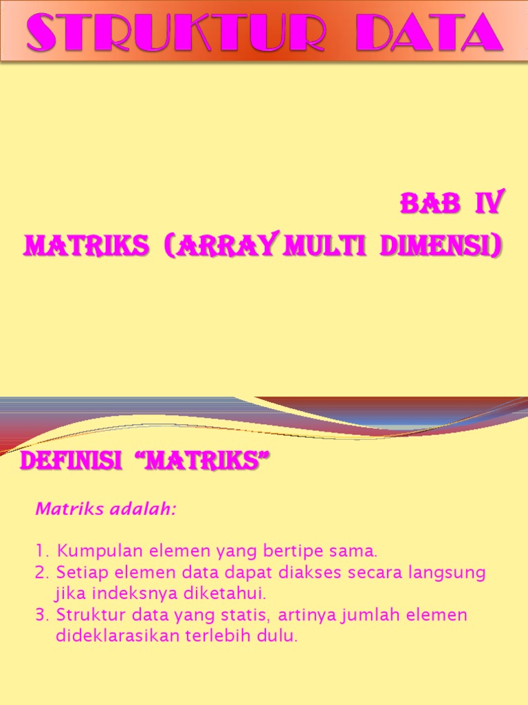 Bab Iv Matriks (Array Multi Dimensi) | PDF
