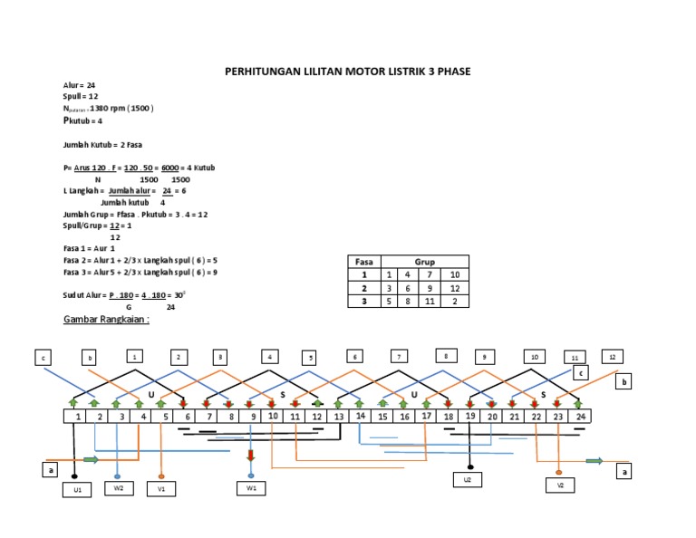 Perhitungan Lilitan Motor Listrik 3 Phase | PDF
