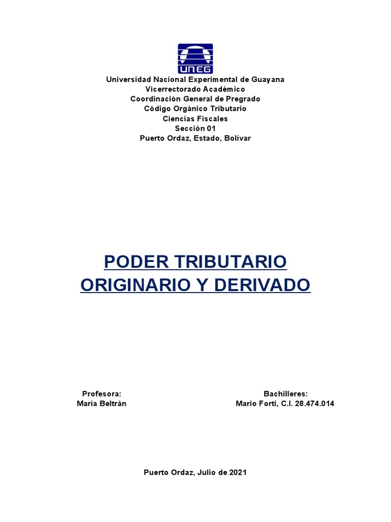 Poder Tributario Original y Derivado | PDF | Constitución | Estado ...