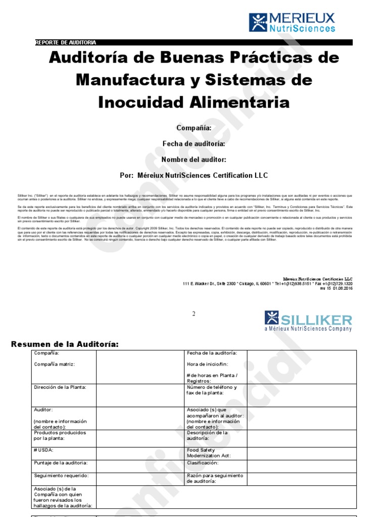 GMP and Food Safety Form EspaÃ Ol 2016 | PDF | Análisis de Riesgo y ...