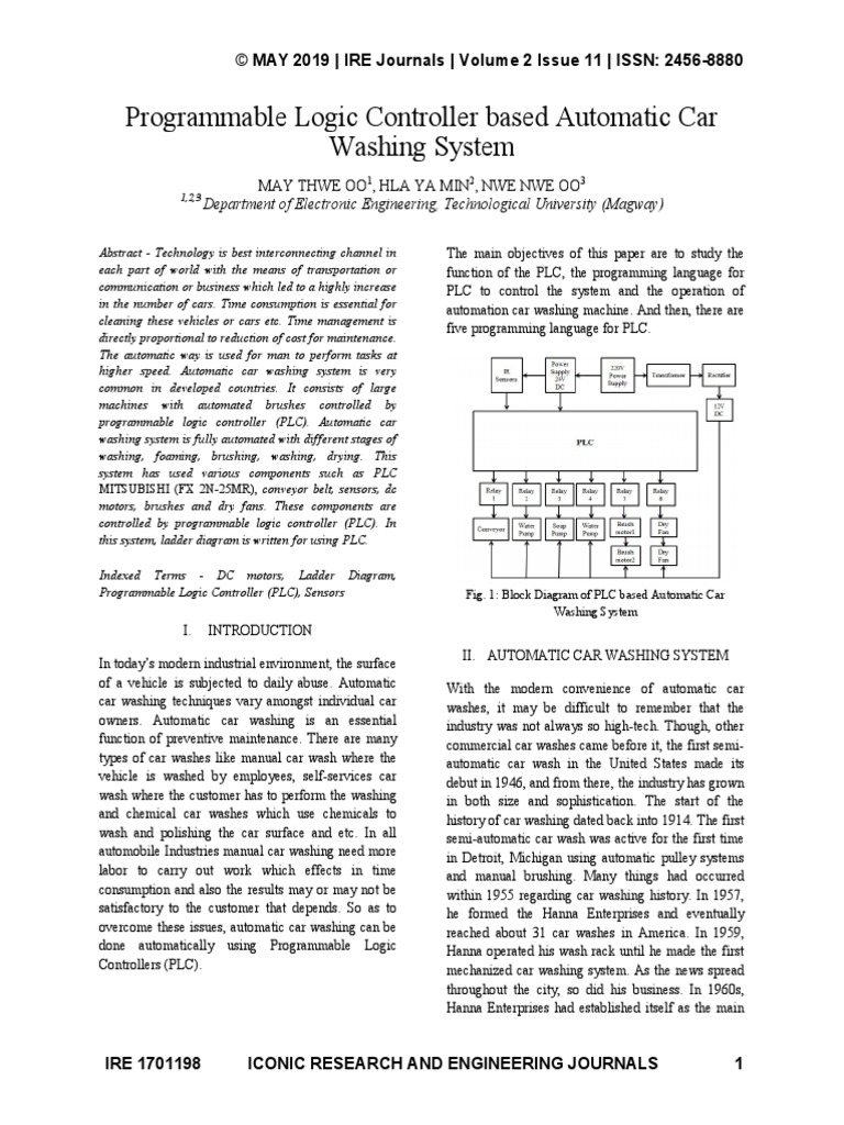 Programmable Logic Controller Based Automatic Car Washing System | PDF ...