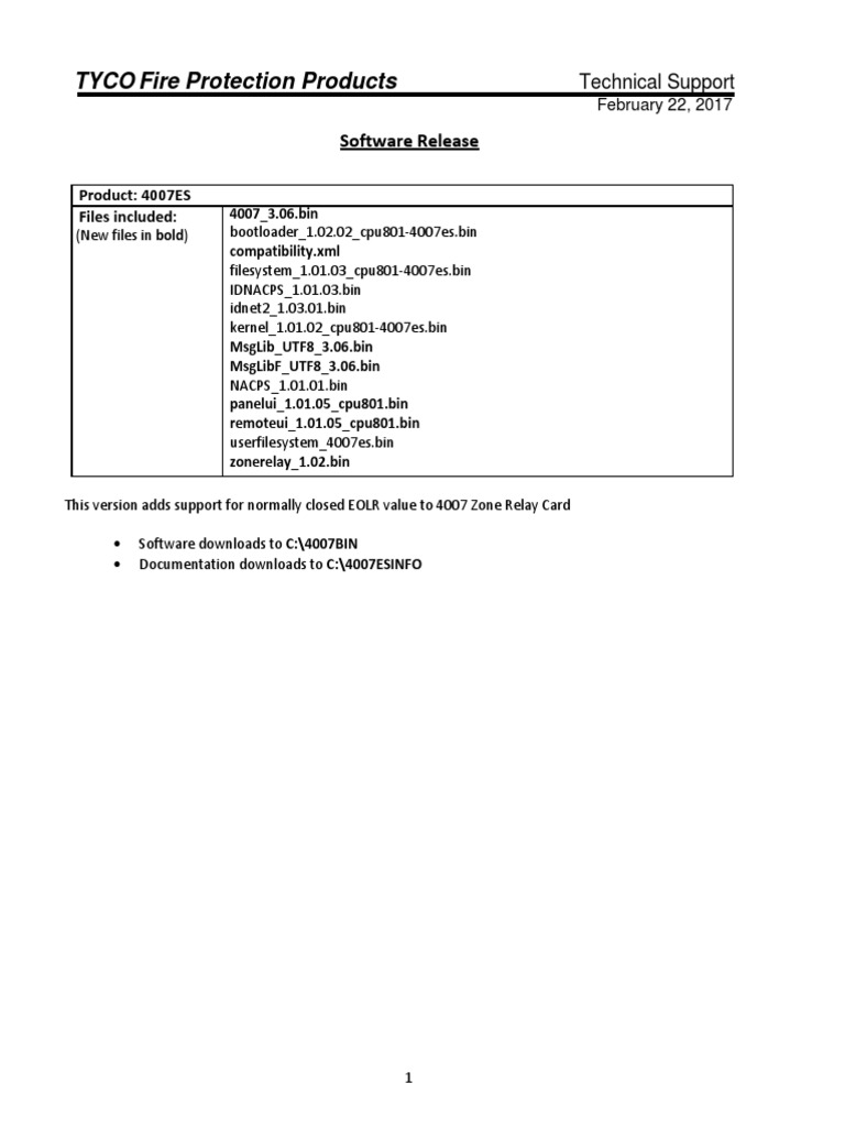 TYCO Fire Protection Products: Software Release | PDF | Computer File ...