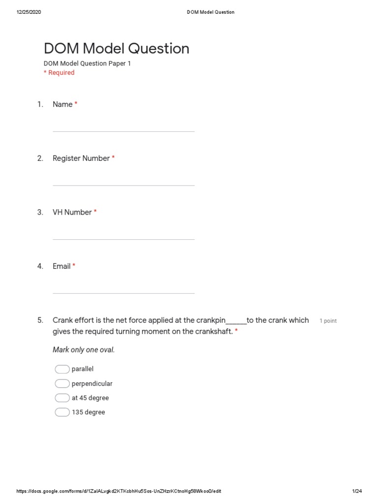 DOM Model Question Paper 1 | PDF | Damping | Rotation Around A Fixed Axis