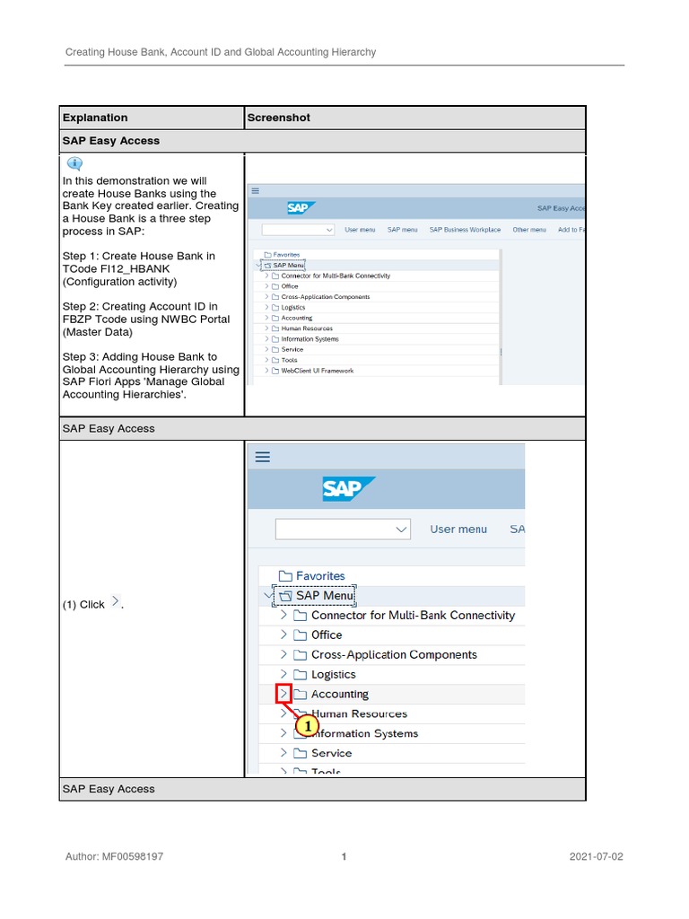 SAP House Bank and Account Creation Guide | PDF | Screenshot | Internet