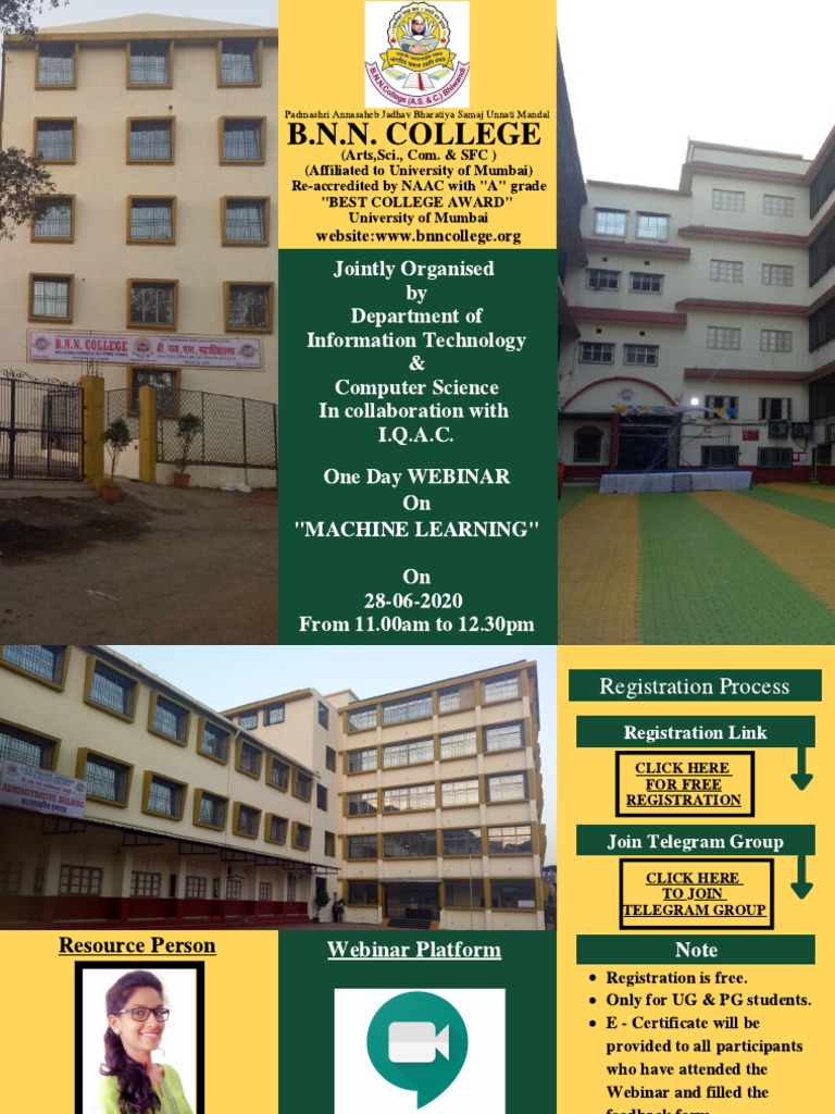 Webinar On Machine Learning Brochure BNN College | PDF | Science And ...