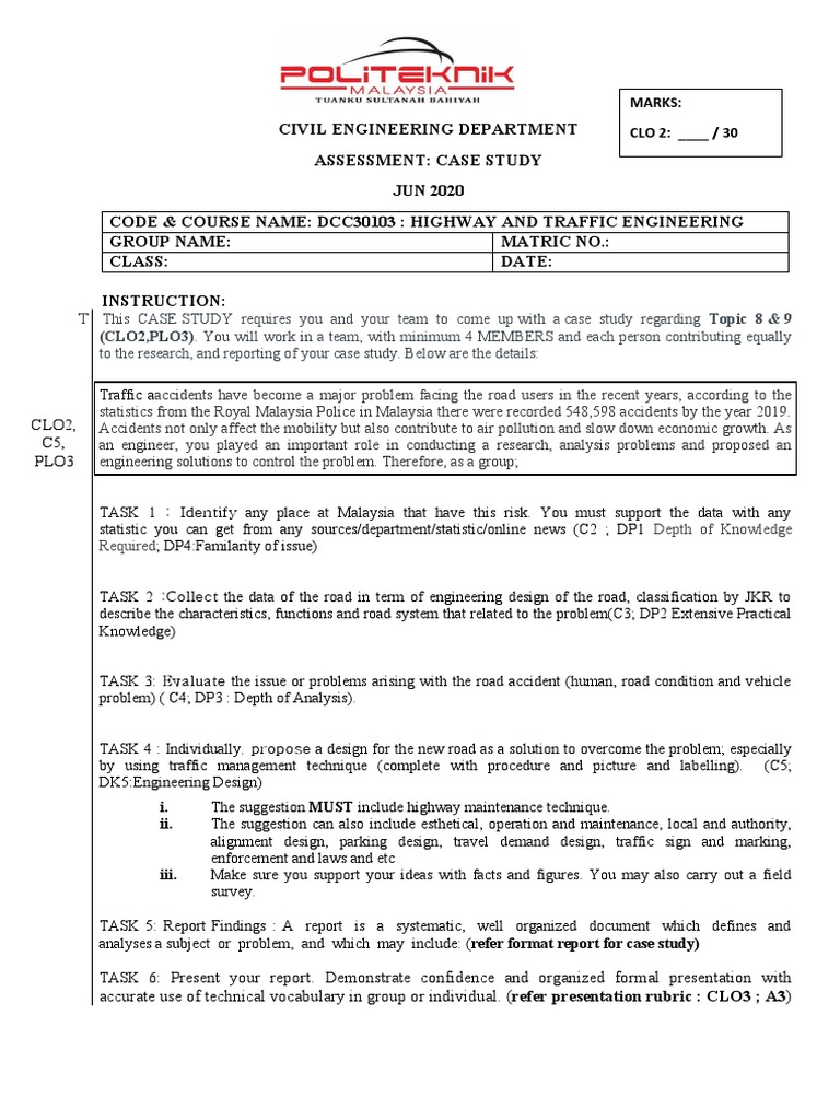 Rubric CASE STUDY Sesi JUN2020 | PDF | Engineering Design Process | Road
