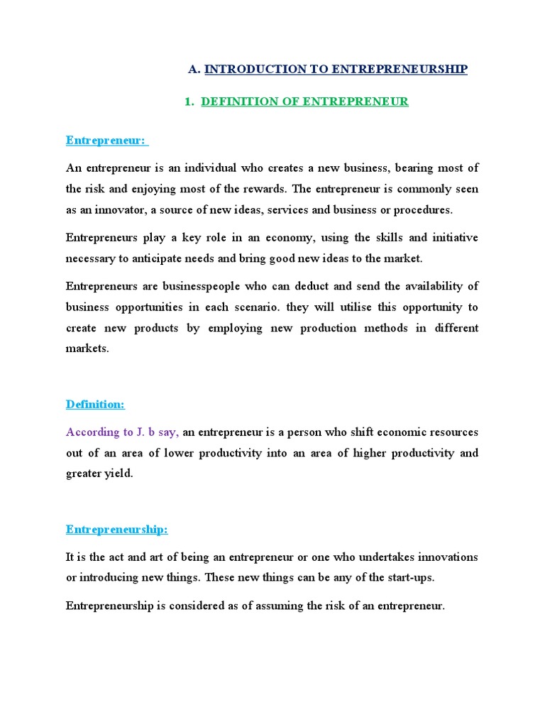 Entrepreneur Definition