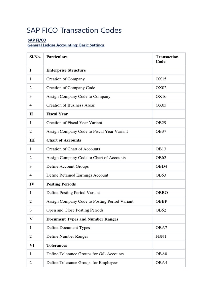 SAP FICO Transaction Codes | PDF | Payments | Depreciation